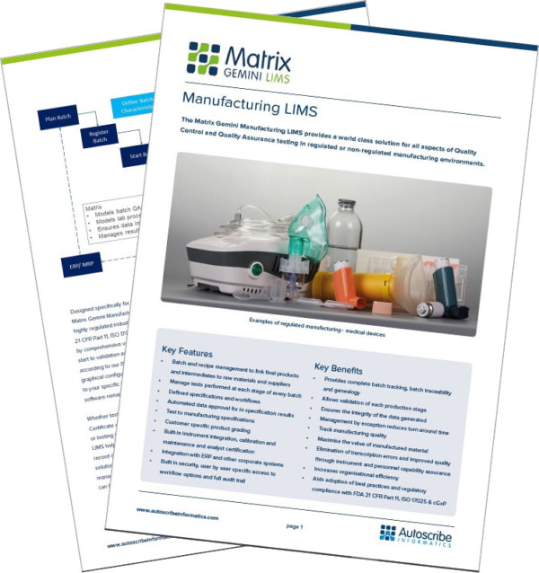 Manufacturing LIMS & BIMS | Factory | Autoscribe Informatics ...