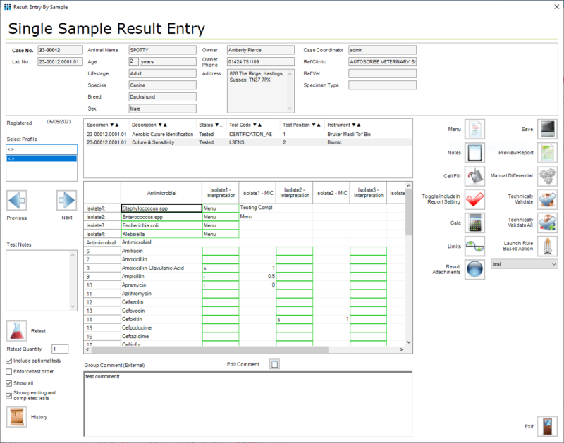 Culture & Sensitivity Testing in Veterinary LIMS | Autoscribe Informatics