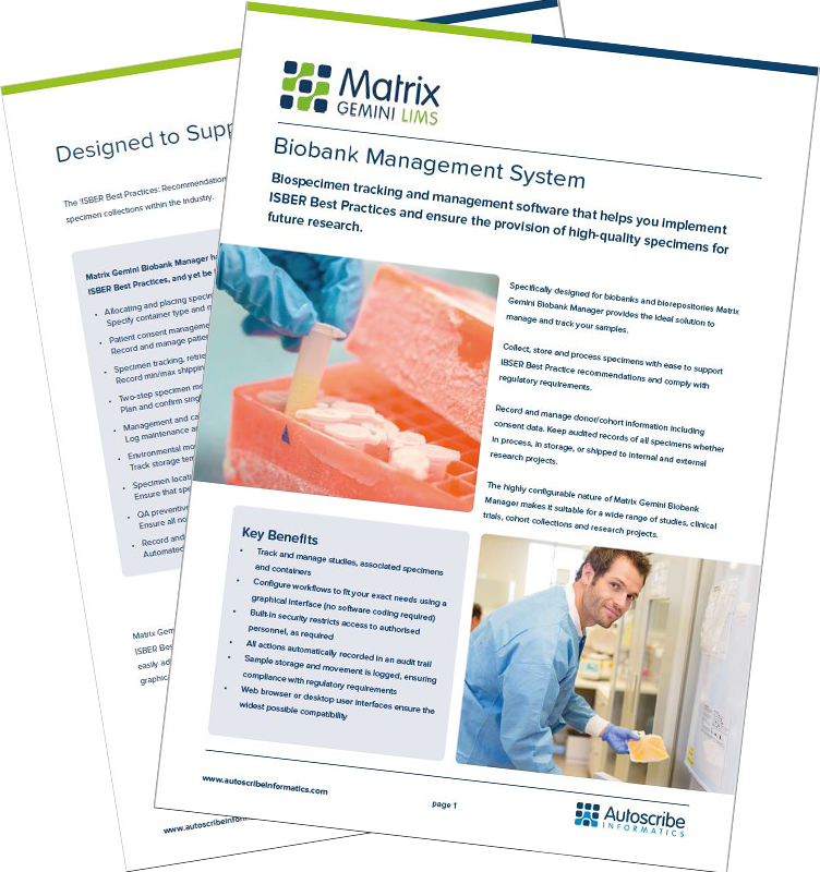 Biobanking / Biospecimen Management LIMS | Autoscribe Informatics ...